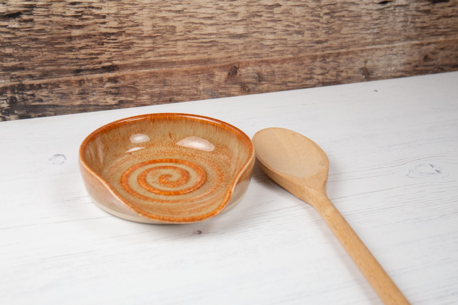 Fiery Orange Spoon Rest - Thrown In Stone